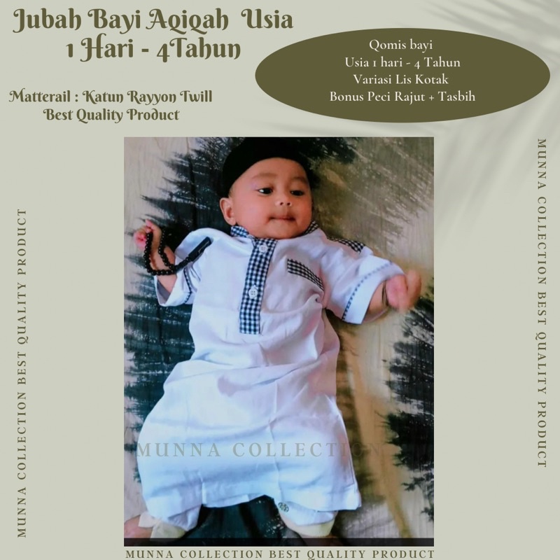 Gamis aqiqah/plain/age 1 day- 2 years/baby robe/aqiqah robe/muslim ...