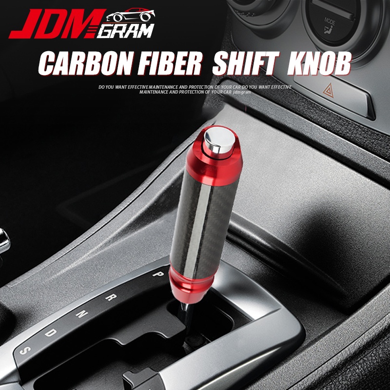 JDMGRAM Button Car Gear Knob Automatic Carbon Fiber Auto 110-144mm ...