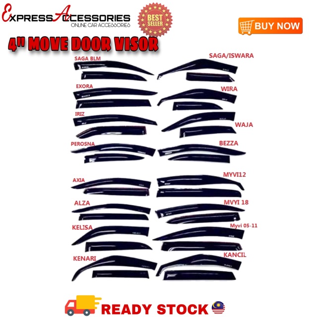 💥 OFFER 💥 3” & 4” Door Visor Air Press with Wordings (4pcs/set ...
