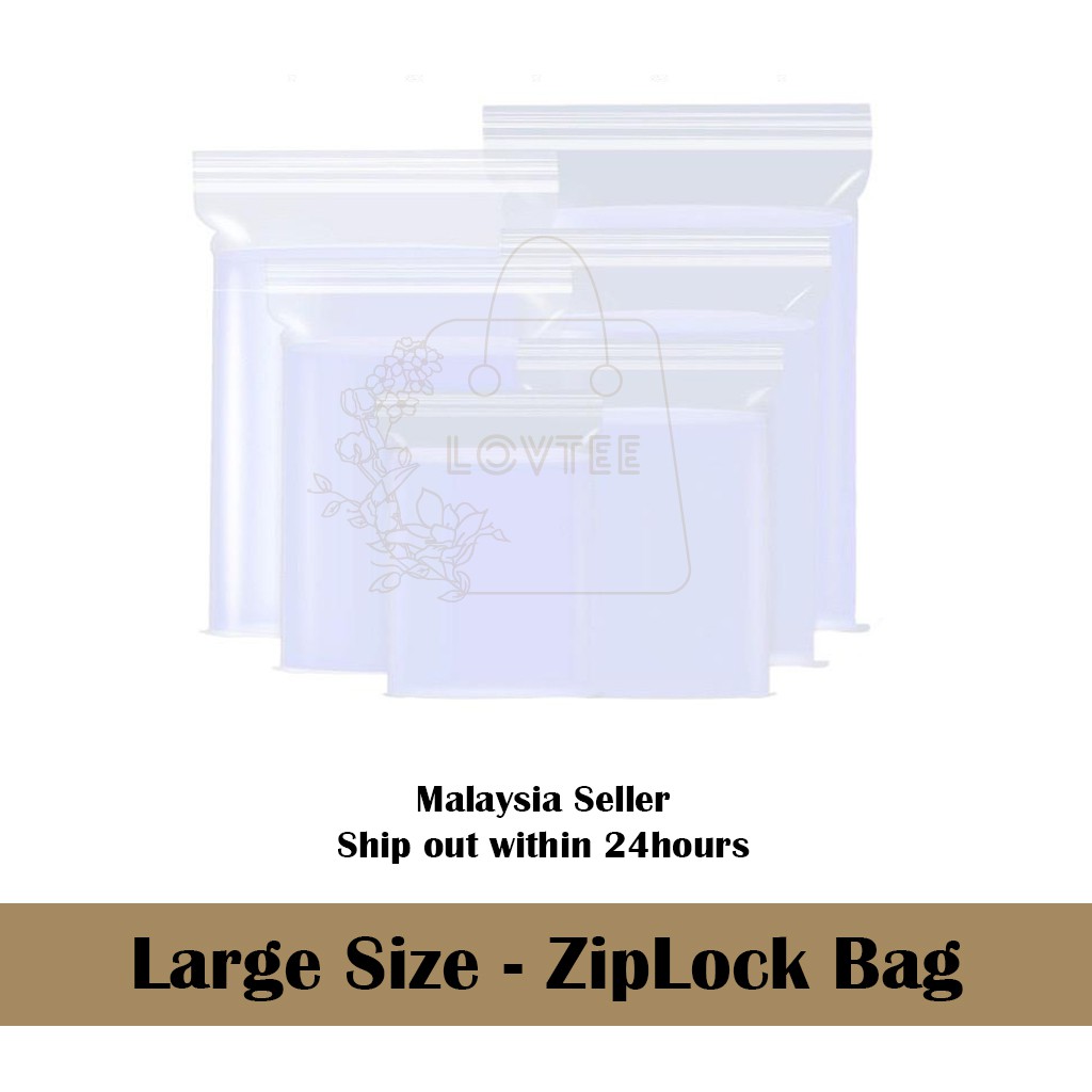 Large Size - 100pcs】 Transparent Zip Lock Plastic Bag / Resealable Bag ...