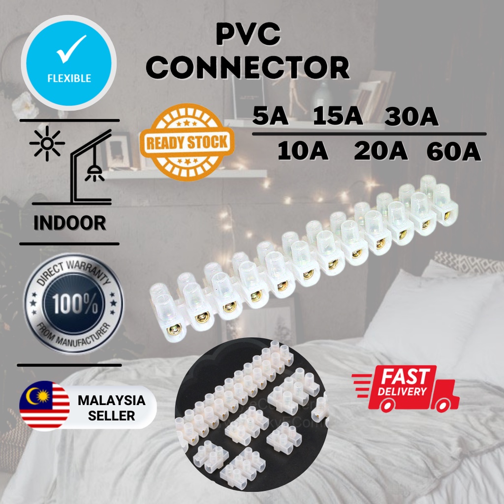 PVC Connector Terminal Block Barrier Wire Connector 5A / 10A / 15A ...