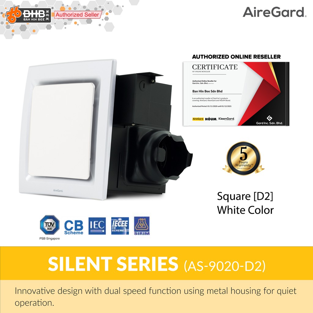 AireGard AS-9020 Air Ventilation Exhaust Fan (White) 110CFM 4" / 4 ...