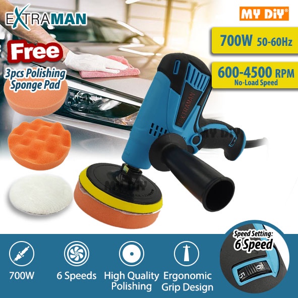 MYDIYHOMEDEPOT - EXTRAMAN CAR POLISH MACHINE 700W 5" SPEED CONTROL ...