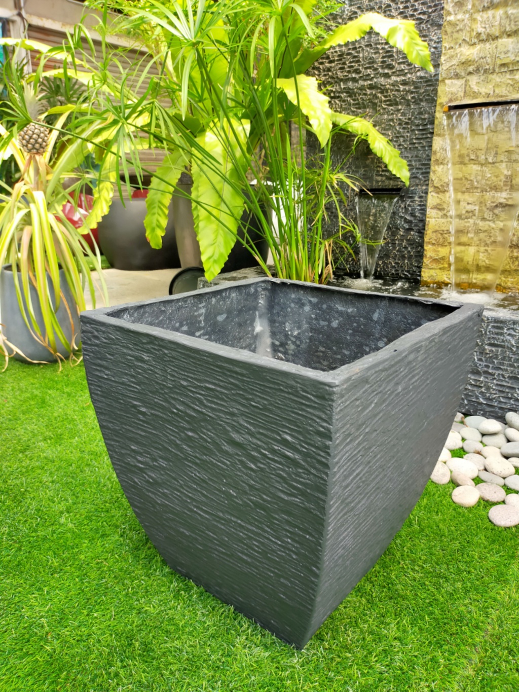 REX FP01 Black Fiberglass Flower Pot Pasu Bunga Garden Taman Plant ...
