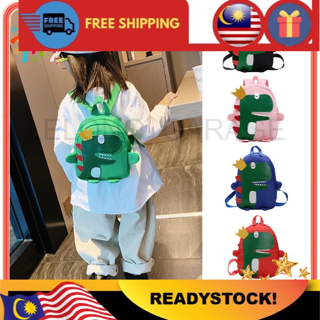 Beg Sekolah/LittleFoot Kids Backpack Green Dinosaur Nylon Preschool ...