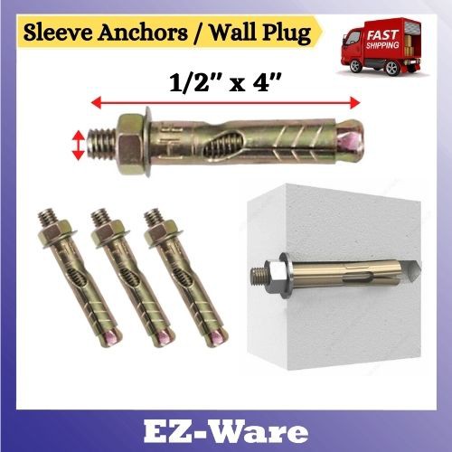 1/2" x 4" (1’s) Sleeve PJ Anchor Wall Expansion Bolt Iron Plug Wall ...