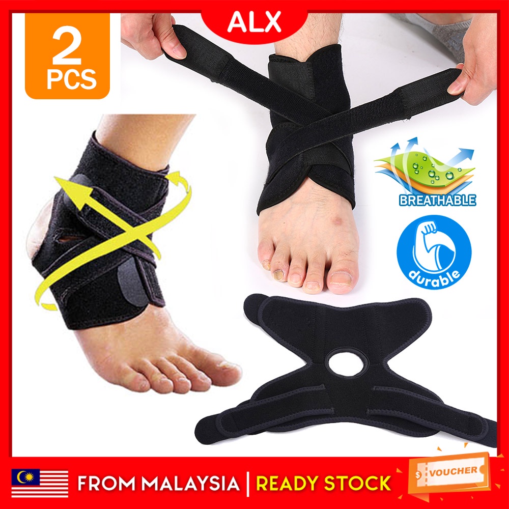 ALX 2 PCS Ankle Guard Brace Adjustable Elasticity Foot Support Sleeve ...