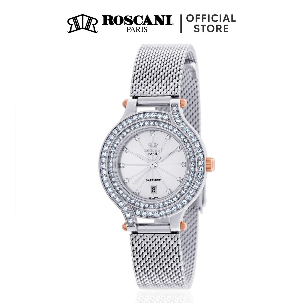 Roscani Sapphire Crystal + Gemstone Bezel | Stainless Steel Watch ...
