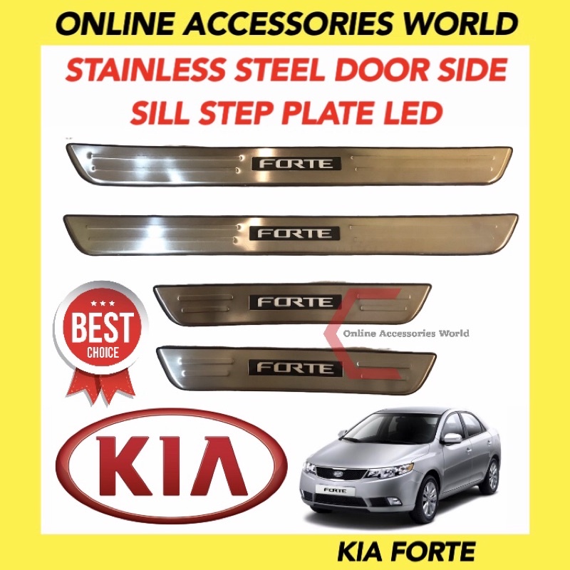 KIA FORTE STAINLESS STEEL DOOR SIDE SILL STEP PLATE LED | Shopee Malaysia