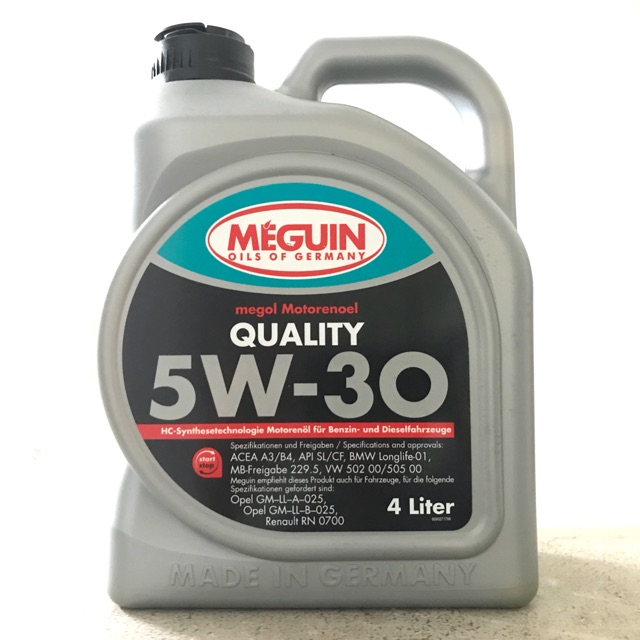 Meguin Oils Quality 5W-30 4 Liters Fully Synthetic Engine Oil | Shopee ...