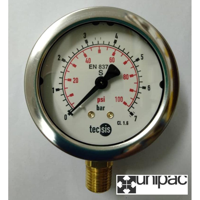Pressure Gauge Tecsis Half Stainless Steel Pressure Gauge With Glycerine Filling (1/4" NPT ...