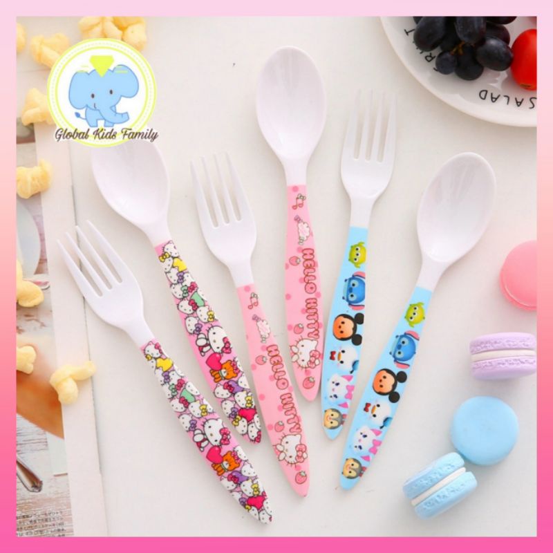 Assorted Cartoon spoon & fork Set (18.3cm) Disney Cartoon sudu Disney ...