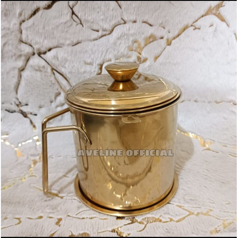 Aveline Oil Pot Gold Stainless Steel 1.4 Liter Oil Filter/Gold Oil ...
