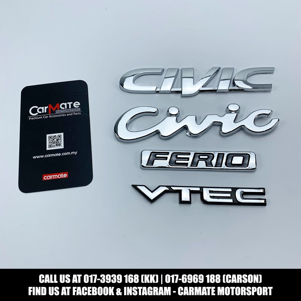 Honda Civic EG EK Logo Emblem Ferio VTEC Badge Civic Italic Logo Civic ...