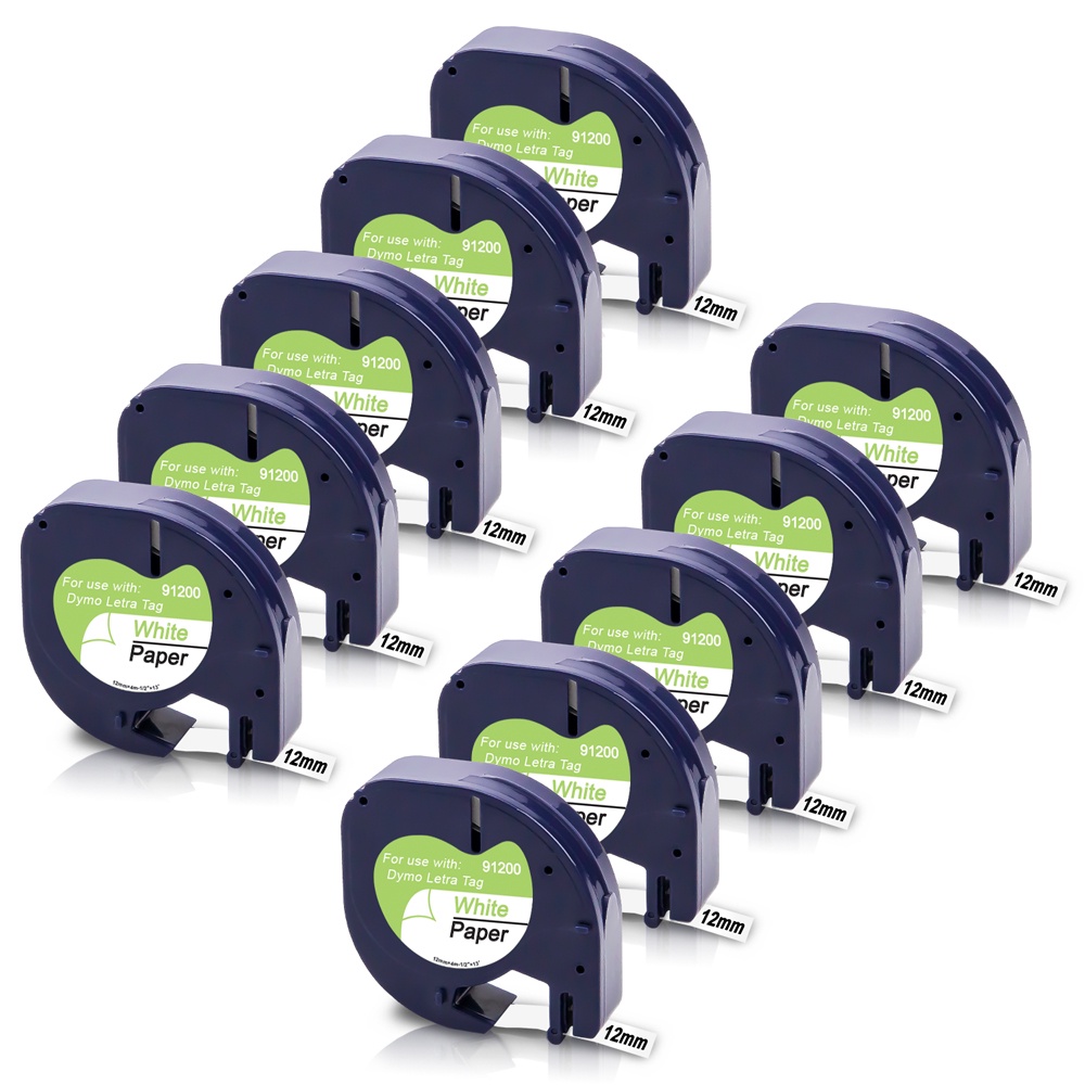 10PK Compatible Dymo Letratag Paper Label Tape Refill 91330 91200 Black ...