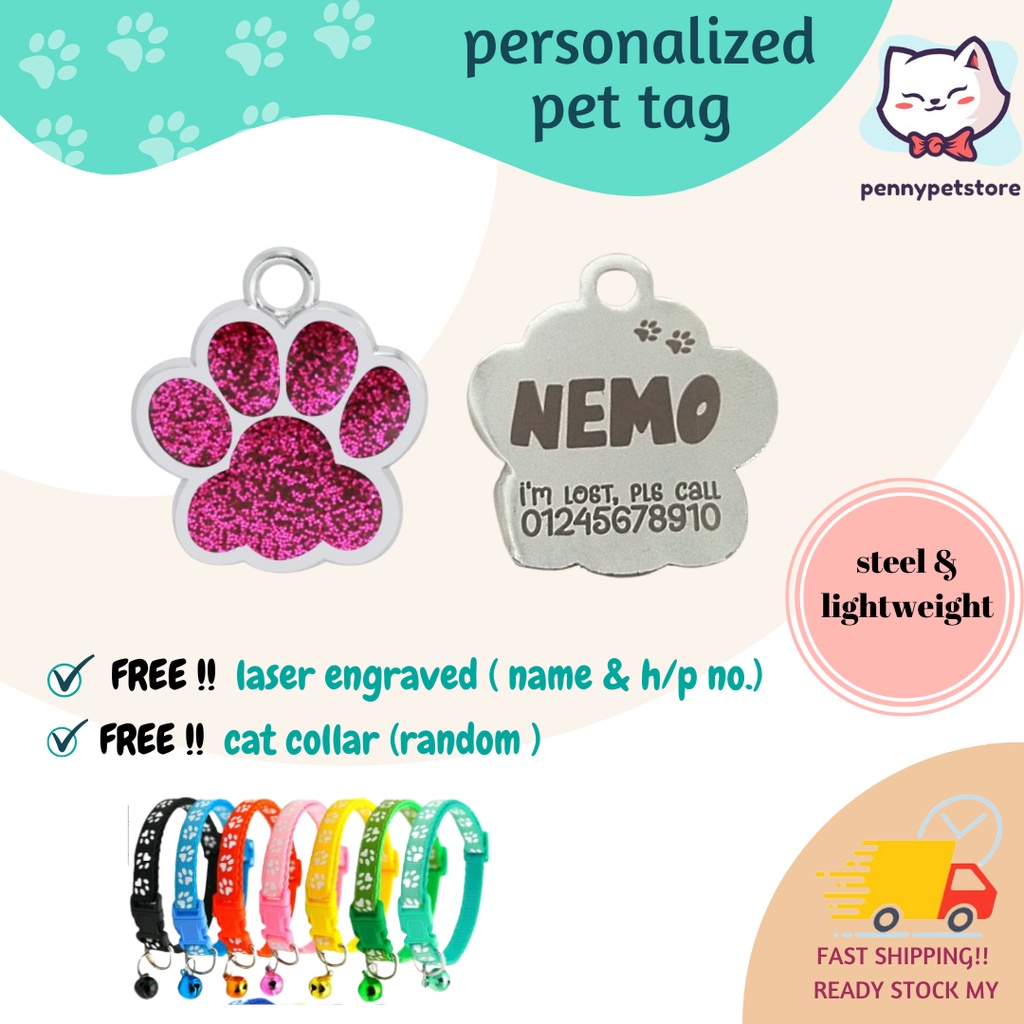 TAG NAMA KUCING PERSONALIZED PET PENDANT BASIC PAW READY STOCK MY ...