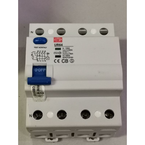 Ums 100A 4P 300MA RCCB RESIDUAL CURRENT CIRCUIT BREAKER-SIRIM CLEAR ...