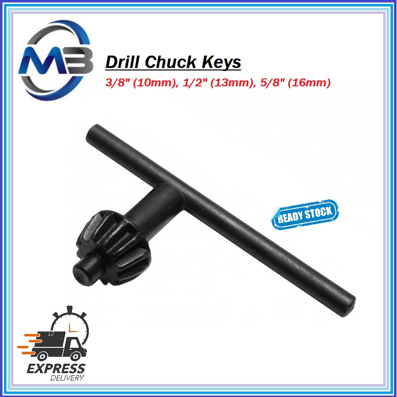 Drill Chuck Keys 10mm 3/8" and 13mm 1/2" and 16mm 5/8" Black ...