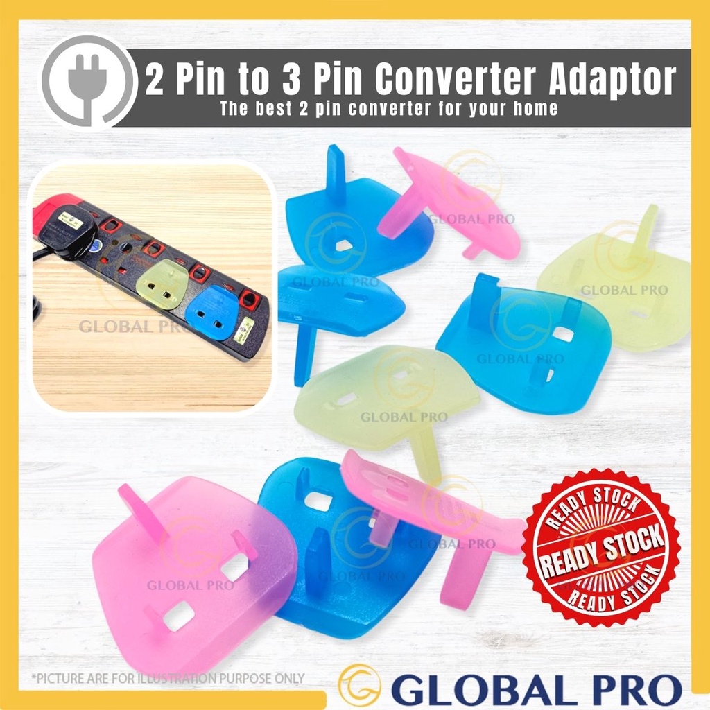 [1PC] 13A 2 Pin to 3 Pin Converter Adaptor Safety Plug Key / Easy for 2 ...
