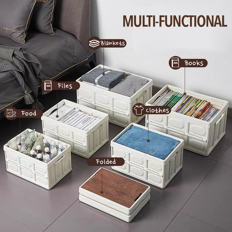 🔥NEW🔥Premium Large 55L Foldable Storage Box Plastic Organizer Box ...