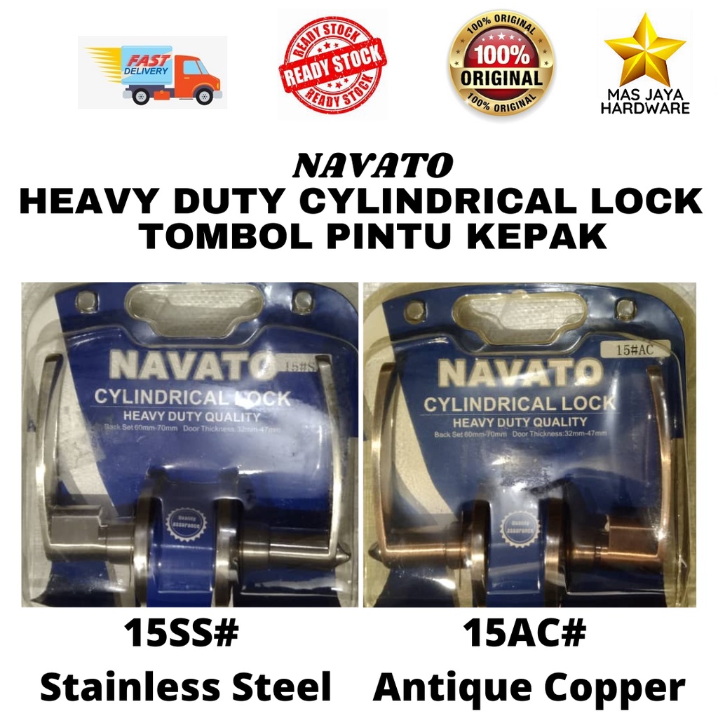 NAVATO/MEWAH 15AC/SS HEAVY DUTY TUBULAR LEVEL CYLINDRICAL LOCK, DOOR ...