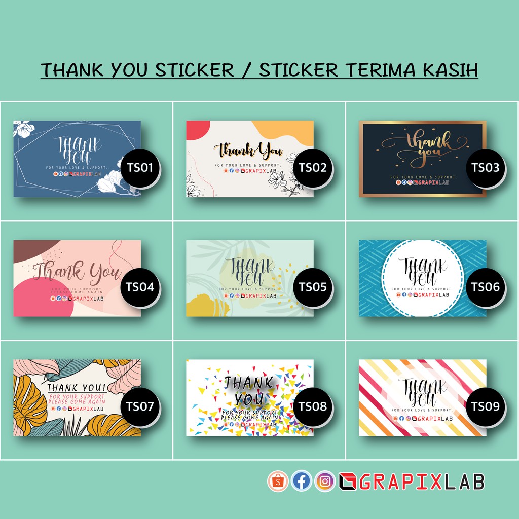 STICKER THANK YOU / STICKER TERIMA KASIH / STICKER PLASTIK TUDUNG ...