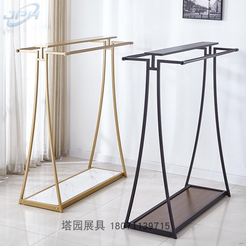 wooden parallel bar display rack clothing store hanger retro shelf ...