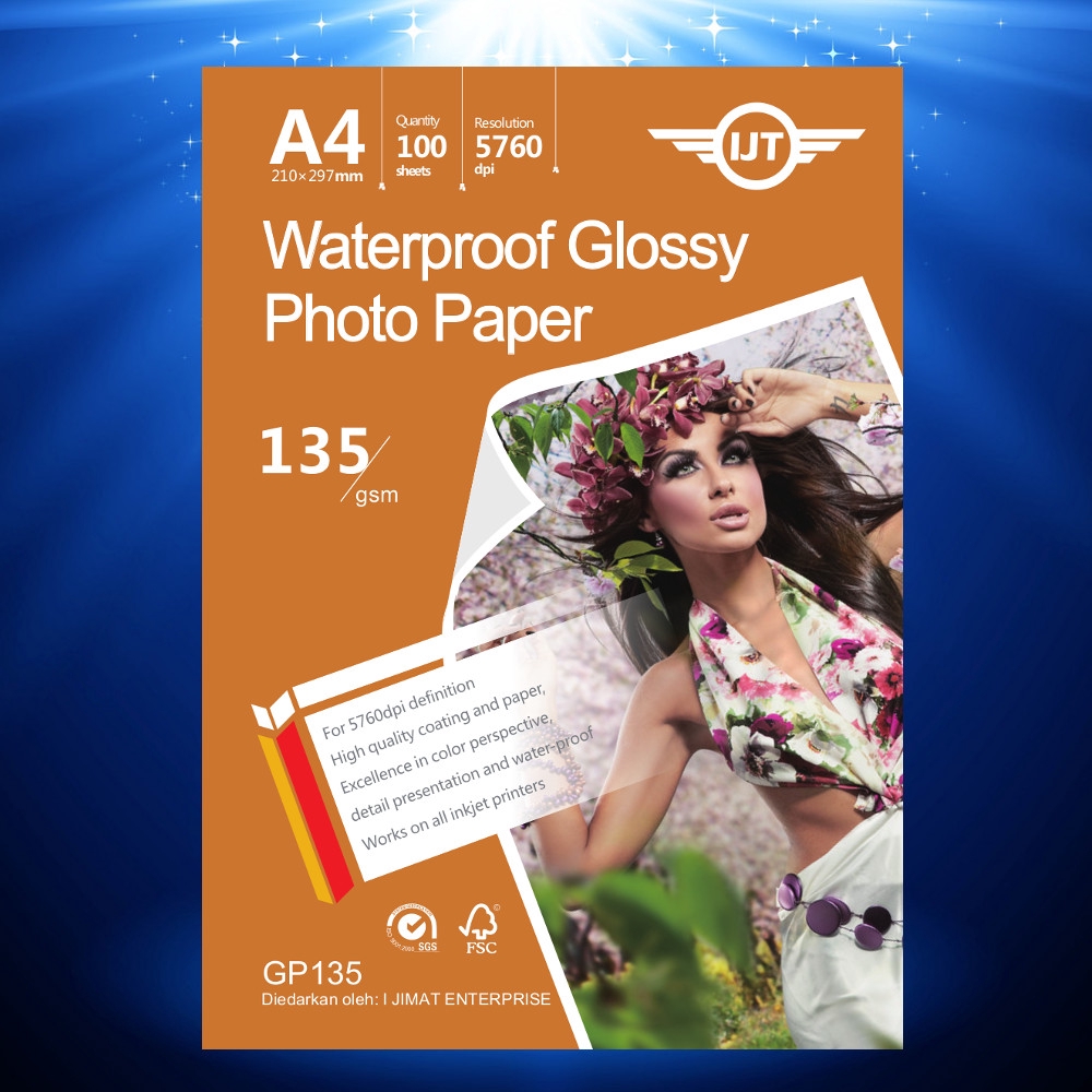 100sheets IJT / Niso A4 INKJET Paper Glossy Photo Paper 135gsm 135g ...