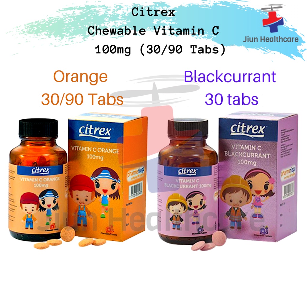 Citrex Vitamin C 100mg Chewable Tablet Orange/ Blackcurrant Flavour (30 ...