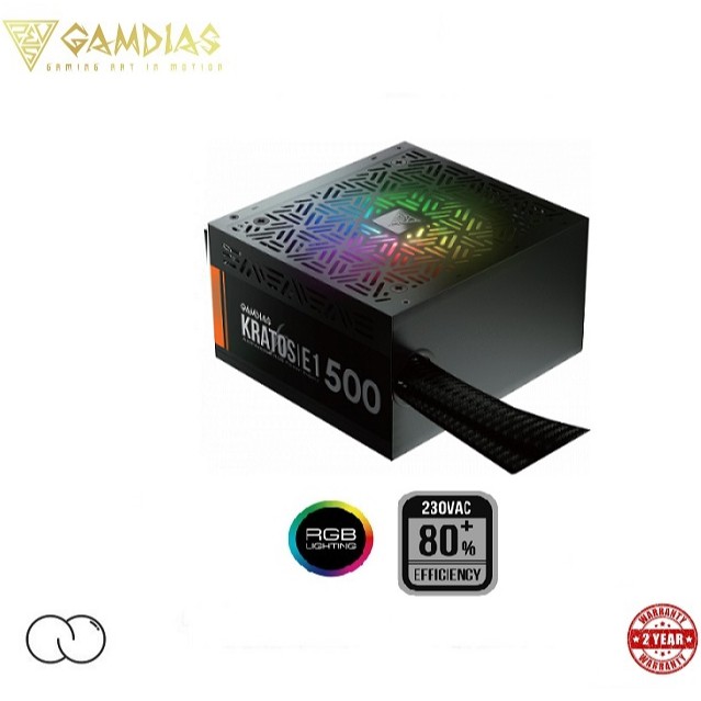 GAMDIAS KRATOS E1-500W ARGB POWER SUPPLY / E1 500w 80+ ADDRESSABLE RGB ...