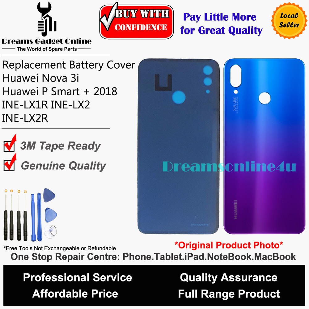 Replacement Rear Battery Cover for HW Nova 3i HW P Smart + 2018 INE-LX1R INE-LX2 INE-LX2R with ...