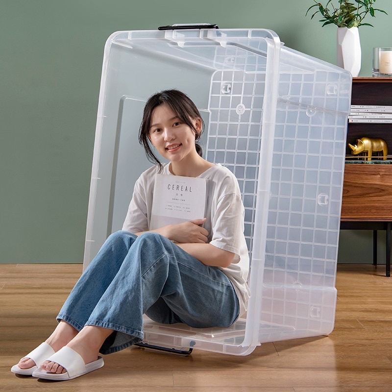 Super Transparent Storage Box With Wheel 155Litres- 1152 | Shopee Malaysia