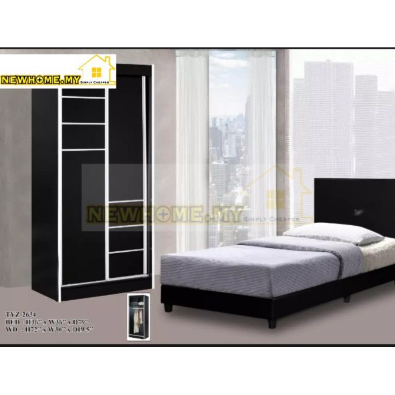 SINGLE BEDROOM SET (WARDROBE, BED INCLUDING THE MATTRESS) | Shopee Malaysia