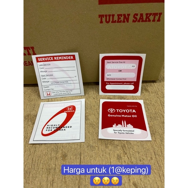 (1@keping) > FOR HONDA ,, TOYOTA > MILLAGE STICKER > oil reminder ...