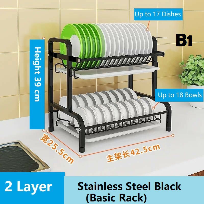 3 Layer Dish Rack Stainless Steel Dish Drainer Rack Kitchen Rack 2 ...