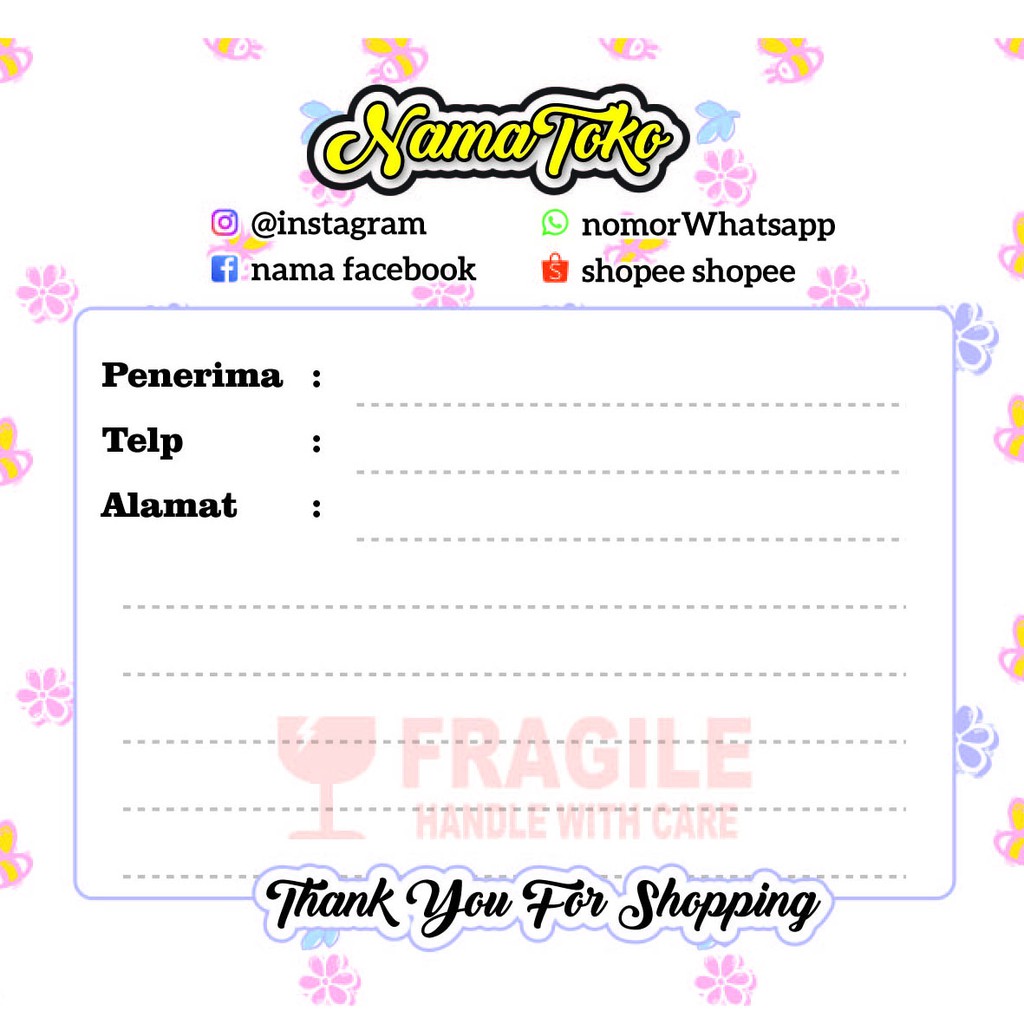 Custom address paper send 10x10 cm / 16x7 cm choose variation | Shopee ...