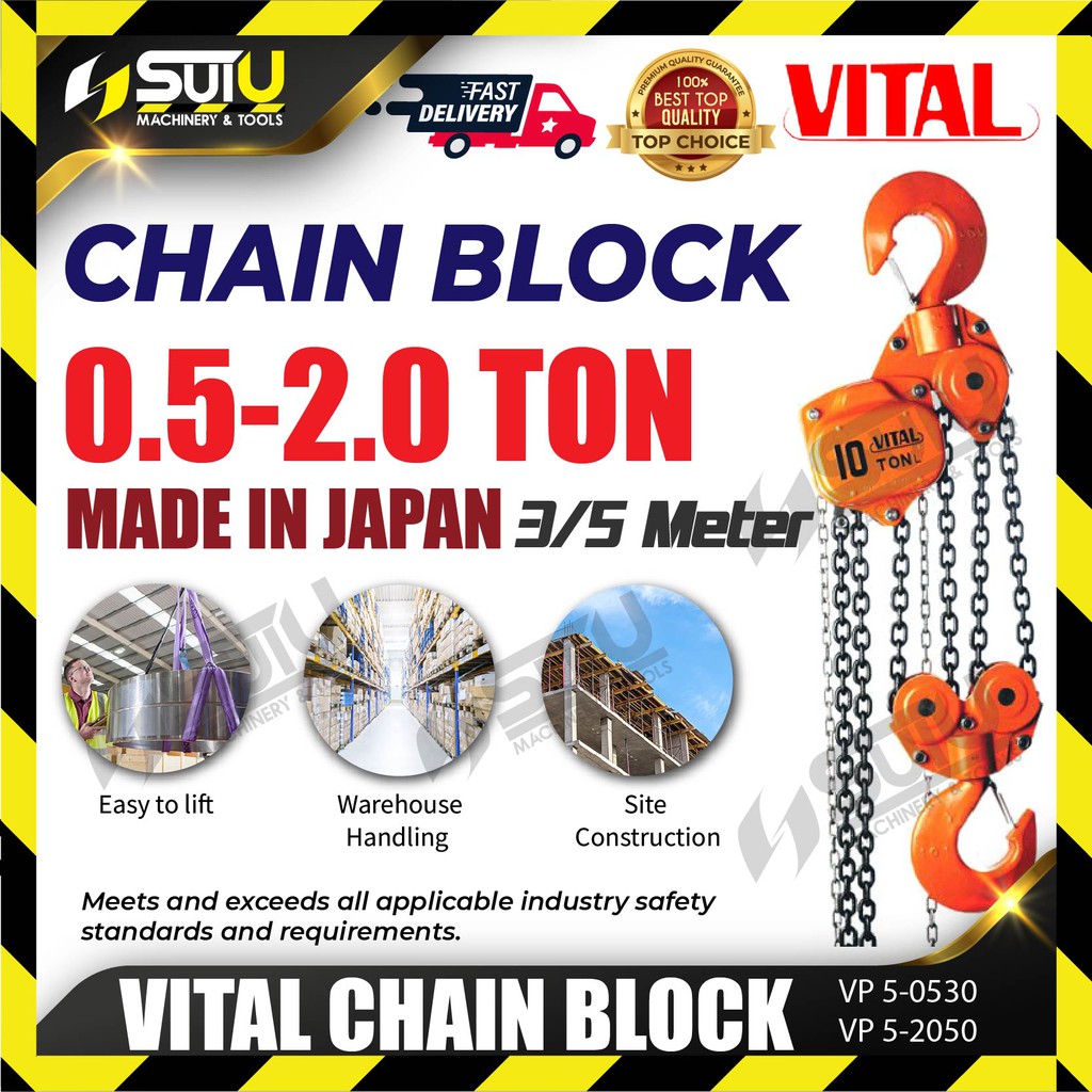 VITAL Chain Block 0.5ton x 3m / 1ton x 3 m / 1ton x 5m / 1.5 ton x 3m ...