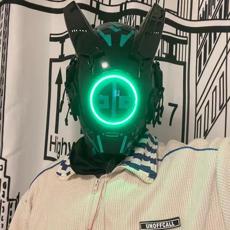 Cyberpunk Mask Metaverse Style Cosplay LED Kamen Rider Mask Cyberpunk ...