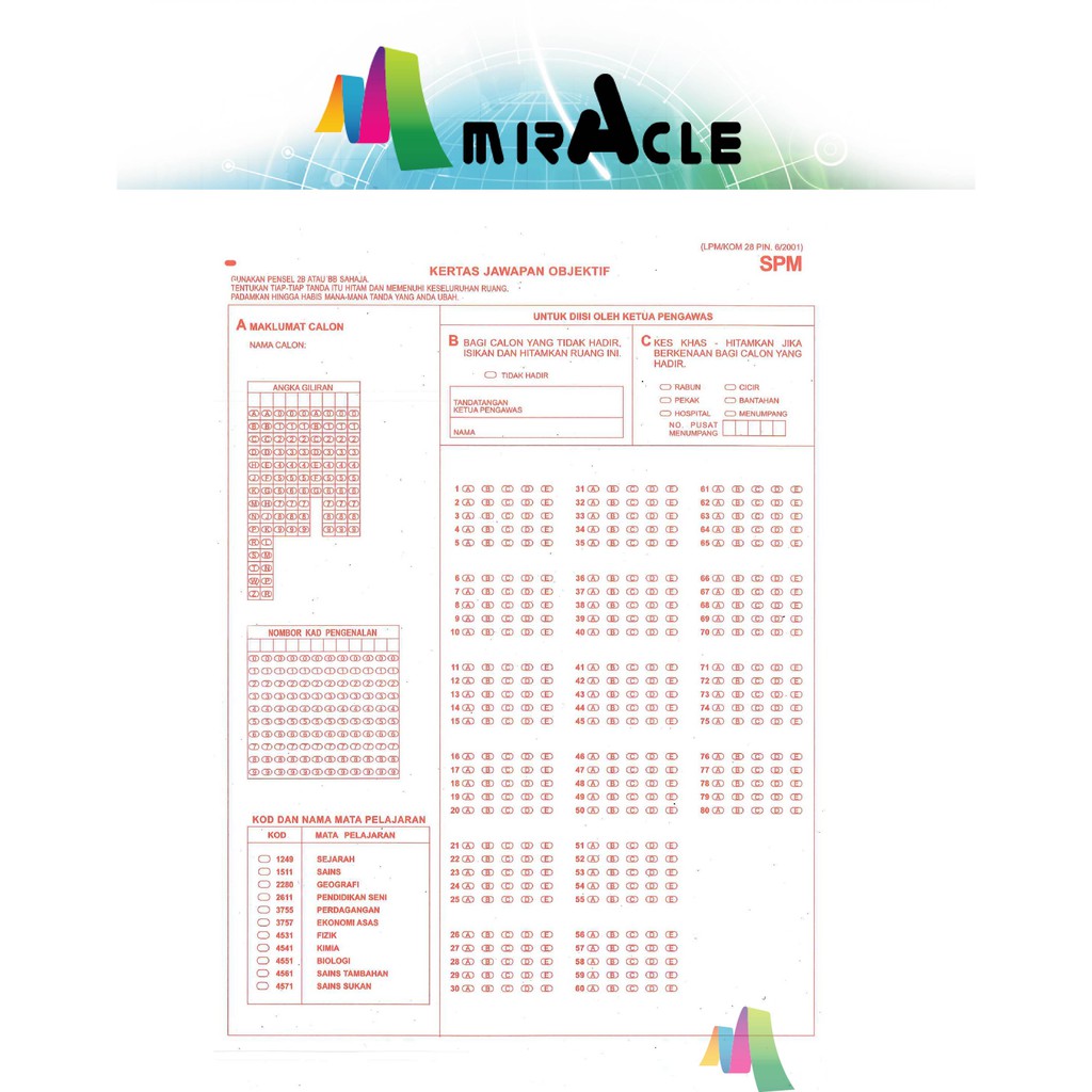 Kertas Jawapan Objektive SPM / Answer Sheets 30s | Shopee Malaysia