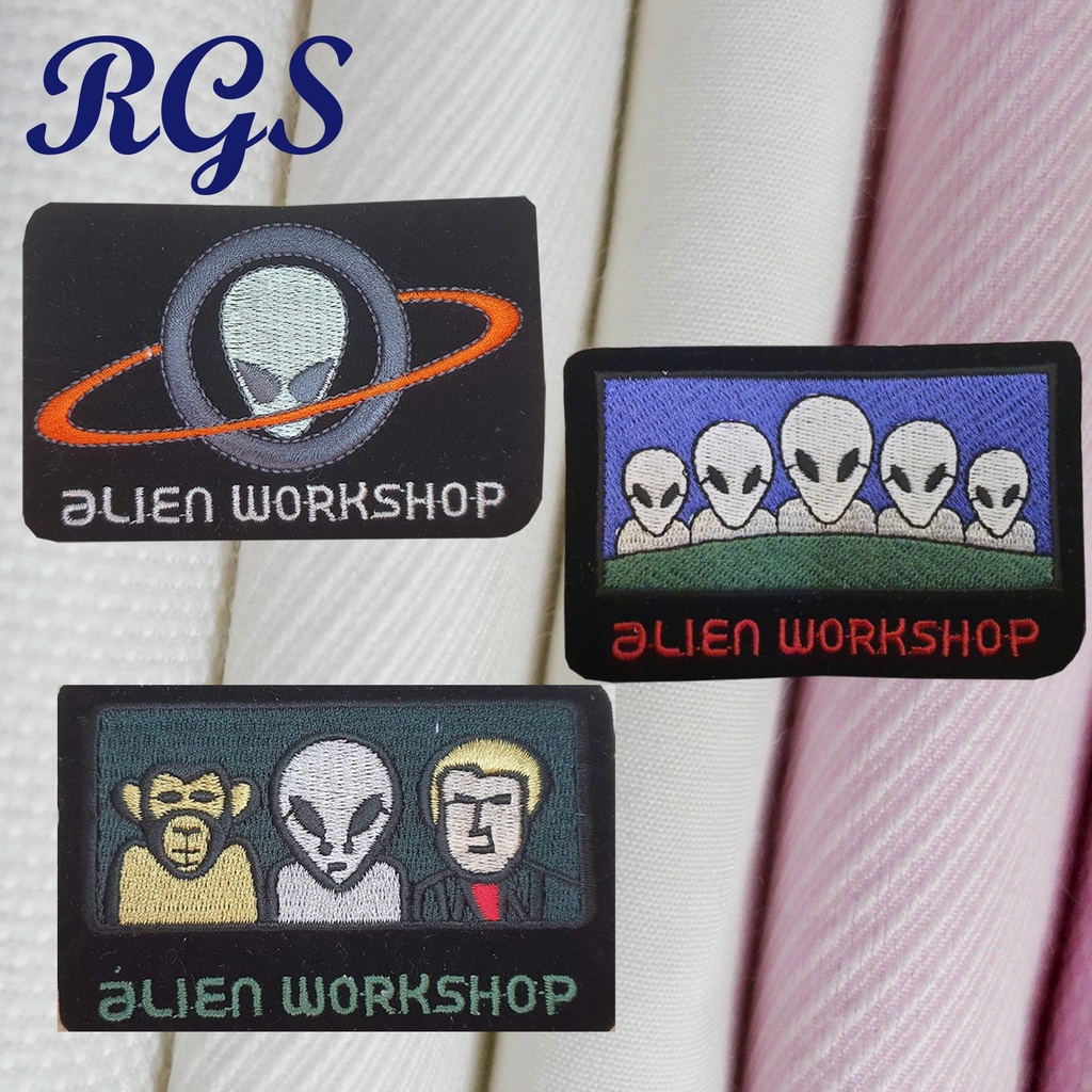 ALIEN WORKSHOP Sew On Iron Embroidered Patches Patch Jahitan Embroidery ...