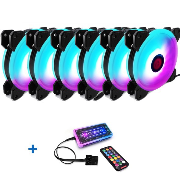 Set Of 6 Radiator Fans, Coolmoon V3 / Ver 3 RGB Led Fan Case - With Hub ...