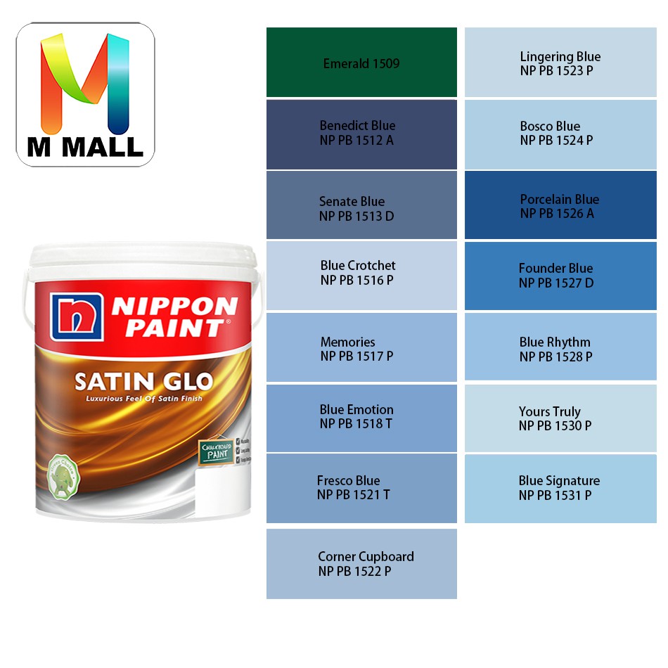 (1509-1531) 18L Nippon Paint Interior Satin Glo Magical Blues & Purples ...