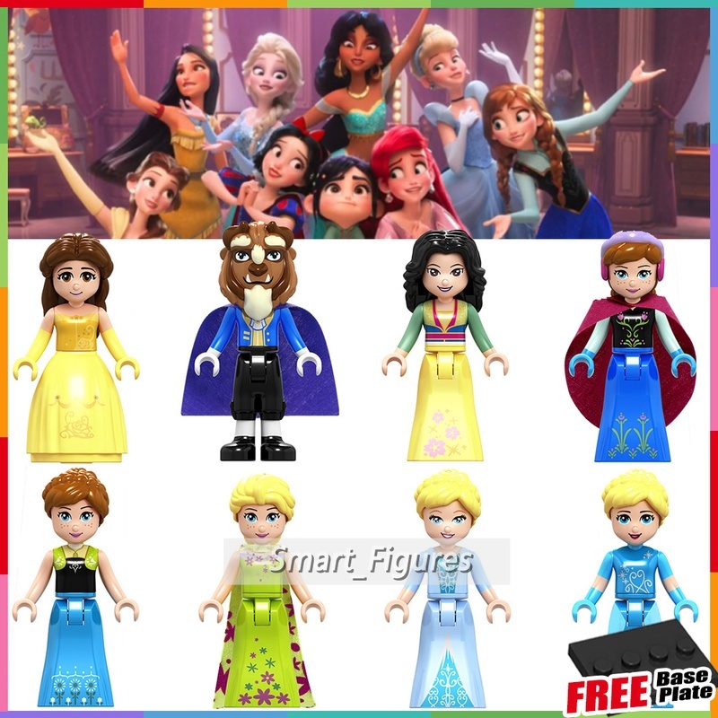Princess Minifigures Belle Beast Anna Elsa Fairy Tales Cinderella Mu ...