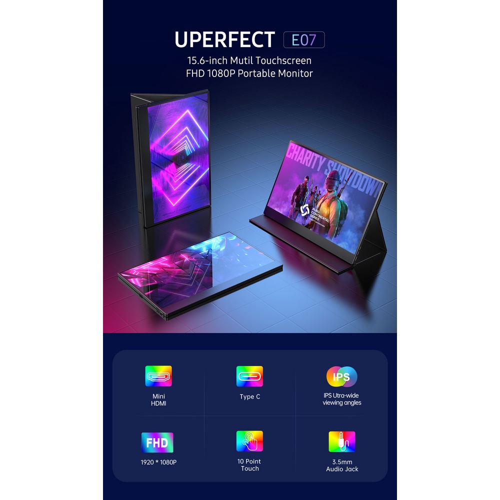UPERFECT 15.6 Inch Touchscreen Portable Monitor 1080P Thin and Light ...