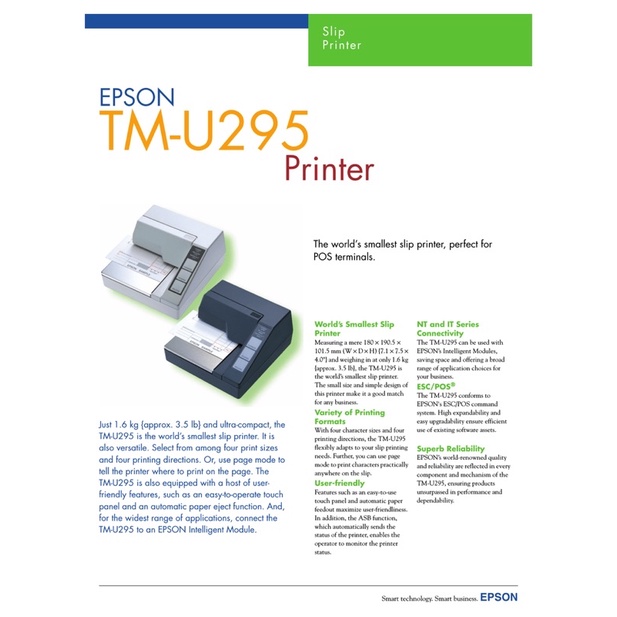 Epson TM-U295P Wired Monochrome Multistation Printer - 2.3 lps Mono Dot ...