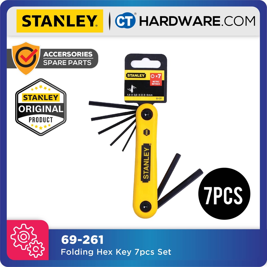 STANLEY 69-261 MET FOLDING HEX KEY SET SIZE 1.5mm-6mm [ 7PC ] | Shopee ...