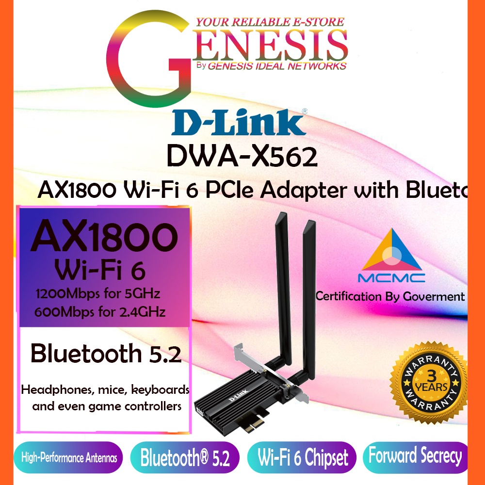 [🔱NEW PCIE WIFI 6 ADAPTER🔱]D-LINK DWA-X562 AX1800 /DWA-X582 (E) AX3000 Wi-Fi 6 PCI-E PCIe ...