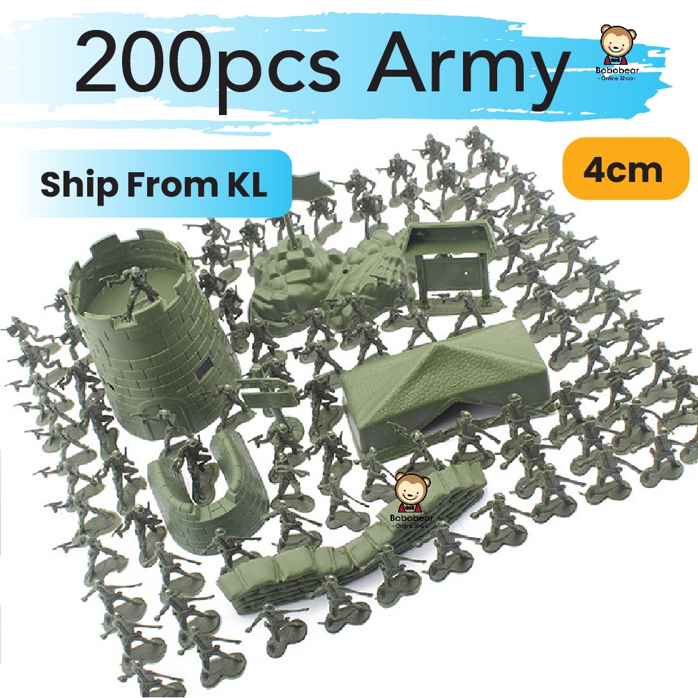 Askar Mainan 200 pcs/set Small Green Army Soldier Bomb Tank Bomb Tree ...