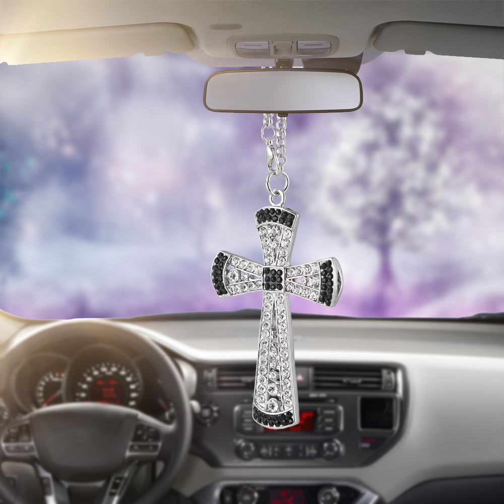 Auto Accessories Car Pendant Crystal Diamonds Cross Jesus Christian ...