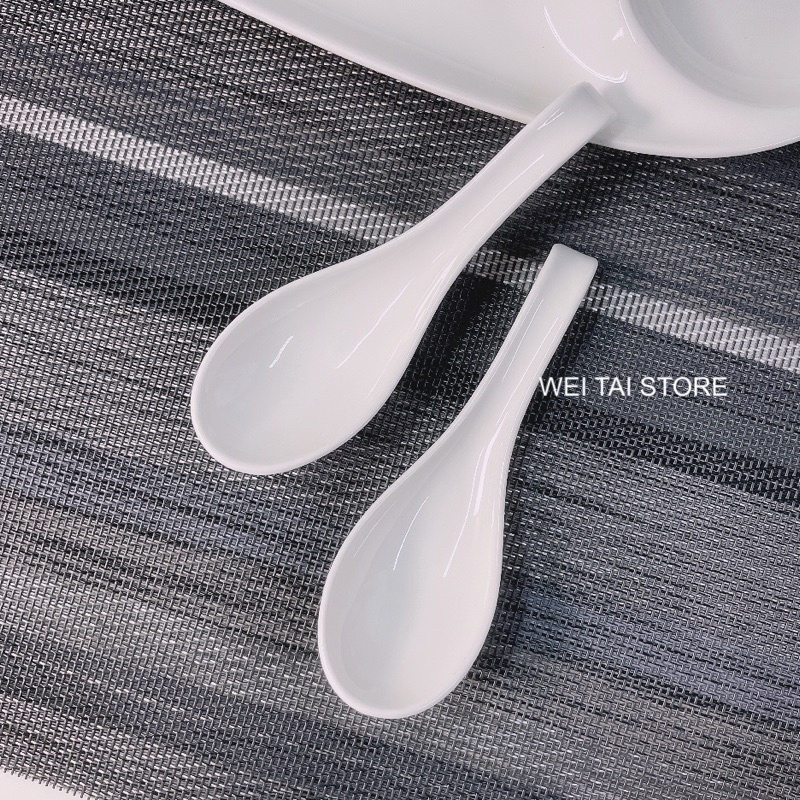 Ceramic Spoon No Hole Spoon White Soup Spoon Curve Spoon | Shopee Malaysia